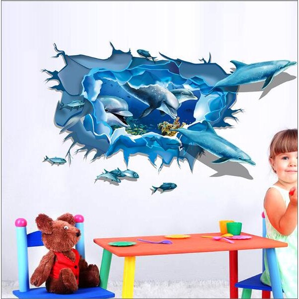 Sticker decorativ cu pesti si delfini, 100 cm - eMAG.ro