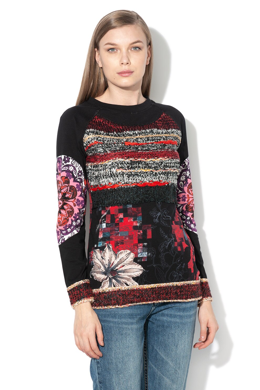 DESIGUAL, Bluza cu model Milena, Multicolor, XL - eMAG.ro