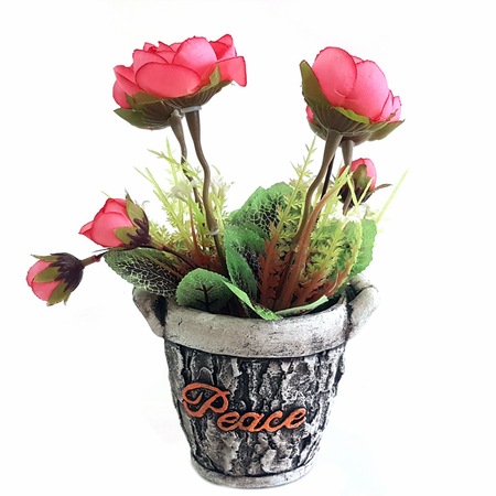 Flori artificiale in ghiveci 120723-2, Maci, Roz, 23 cm - eMAG.ro