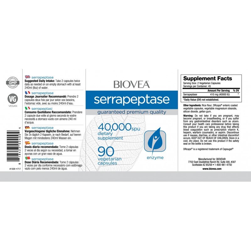 Biovea Serrapeptaza (Serrapeptase) 40,000 IU 90 Capsule - eMAG.ro
