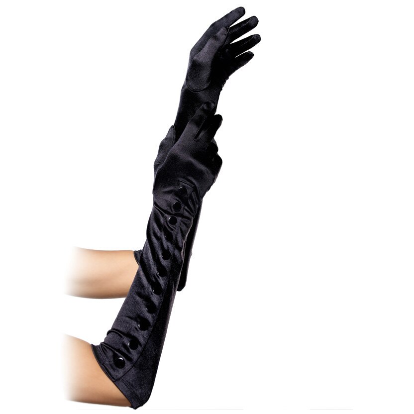 Manusi satin lungi negre cu butoni - eMAG.ro