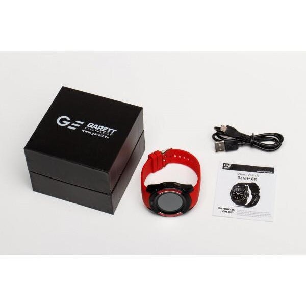 Смарт часовник Garett G11 SIM microSD камера Bluetooth Червен Черен - eMAG.bg