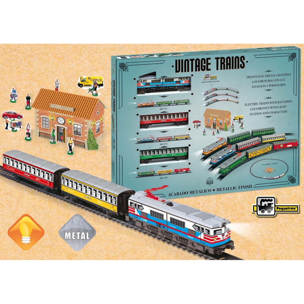 Trenulet electric calatori cu far si macheta (colorat) - eMAG.ro