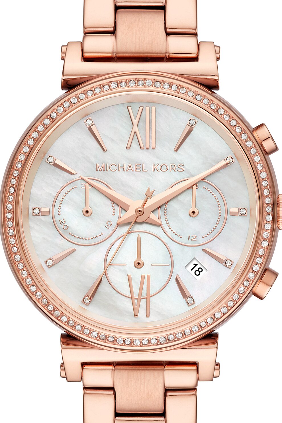 Michael Kors, Ceas cronograf decorat cu cristale, Auriu rose - eMAG.ro