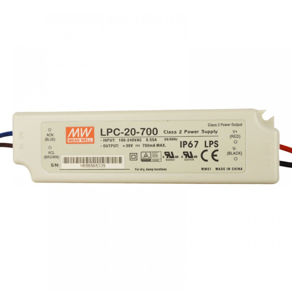 Driver, MEAN WELL, LED, 20W, 9-30V, 700mA, IP67 - eMAG.ro