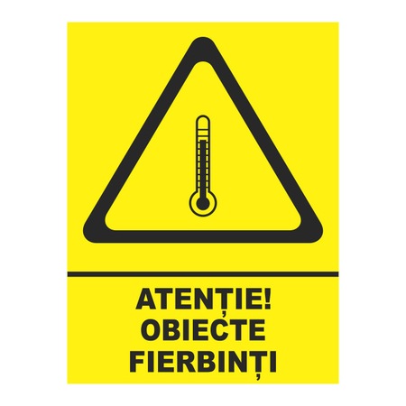 Indicator autocolant - Atentie obiecte fierbinti, 15x20 cm - eMAG.ro