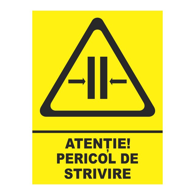 Indicator autocolant - Atentie pericol de strivire, 20x26 cm - eMAG.ro