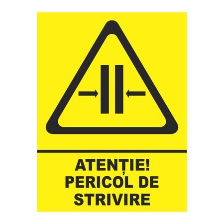 Indicator autocolant - Atentie pericol de strivire, 20x26 cm - eMAG.ro