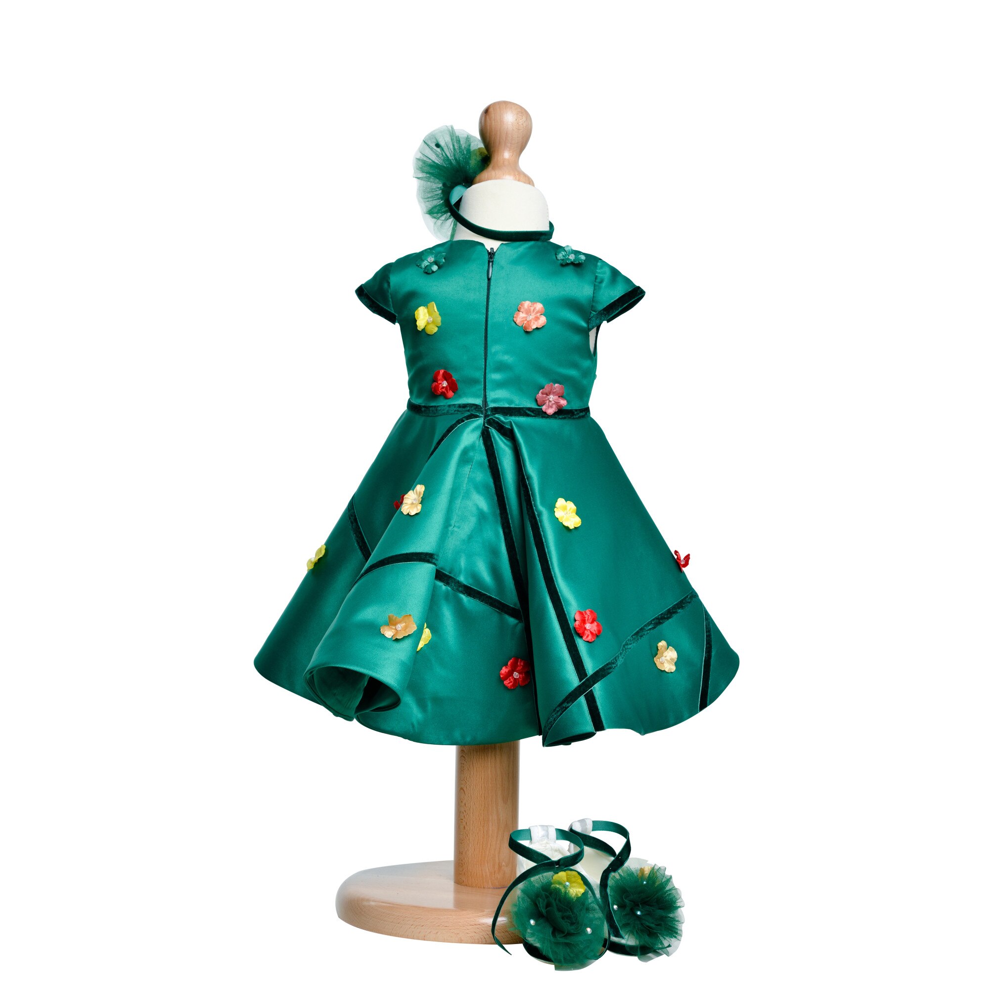 Set Rochie Botez Couture Verde, Zaza Boutique, 0 - 3 luni - eMAG.ro