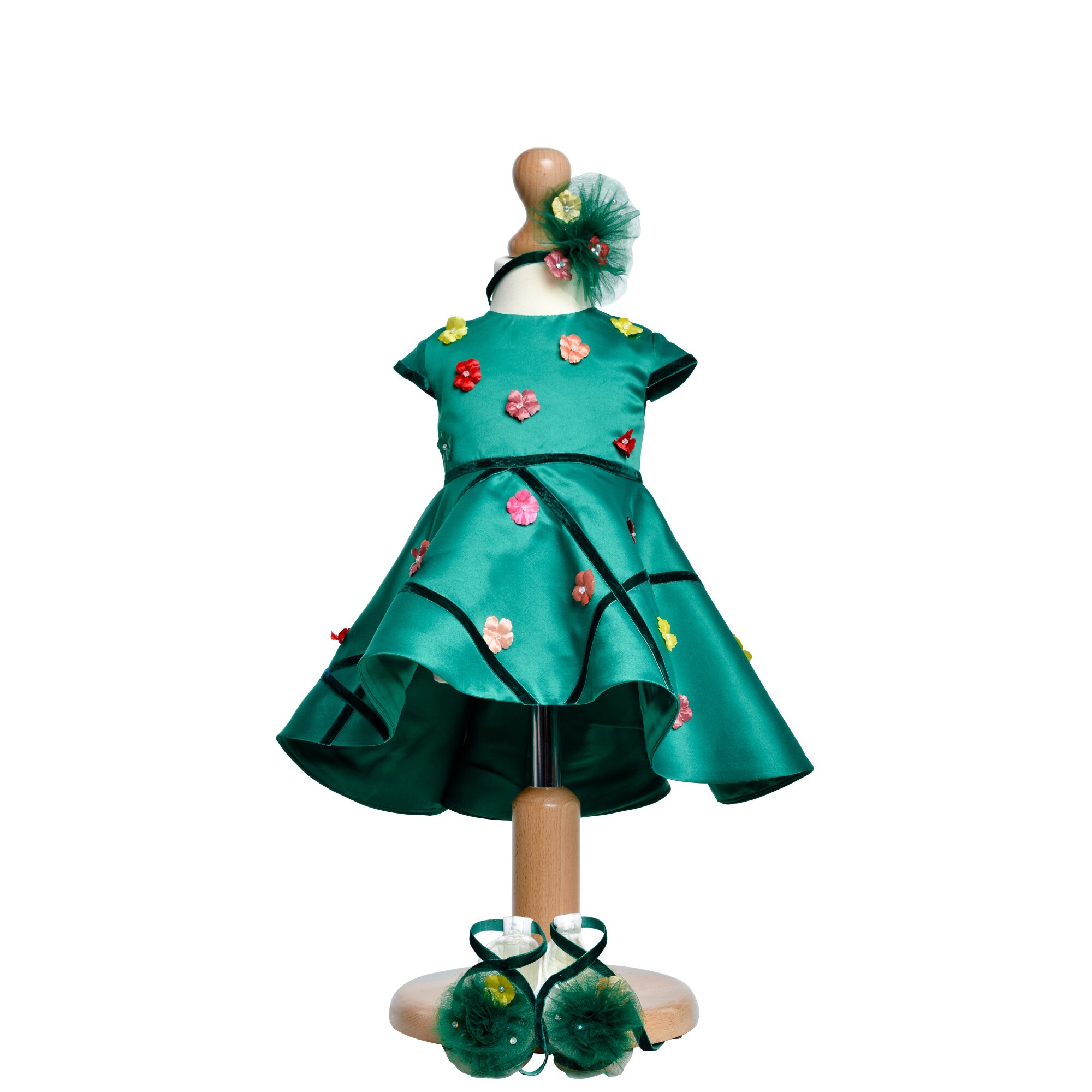 Set Rochie Botez Couture Verde, Zaza Boutique, 0 - 3 luni - eMAG.ro