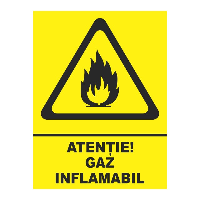Indicator placuta PVC - Atentie gaz inflamabil, 20x26 cm - eMAG.ro