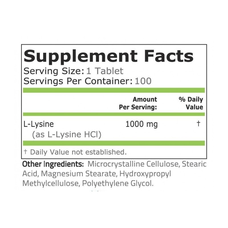 L-Lizina, L-Lysine, 1000 mg, 100 Capsule, Pure Nutrition USA - eMAG.ro