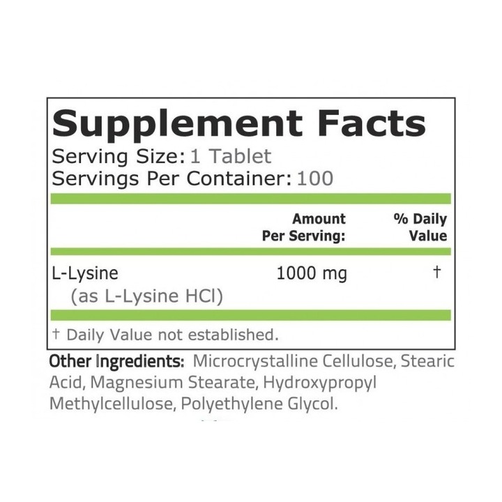 L-Lizina, L-Lysine, 1000 mg, 100 Capsule, Pure Nutrition USA - eMAG.ro