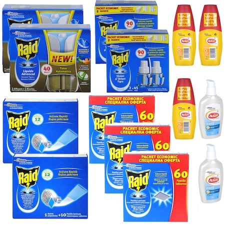 Pachet - 3 x Raid pastile impotriva tantarilor (60buc./cutie) + 4 x ...