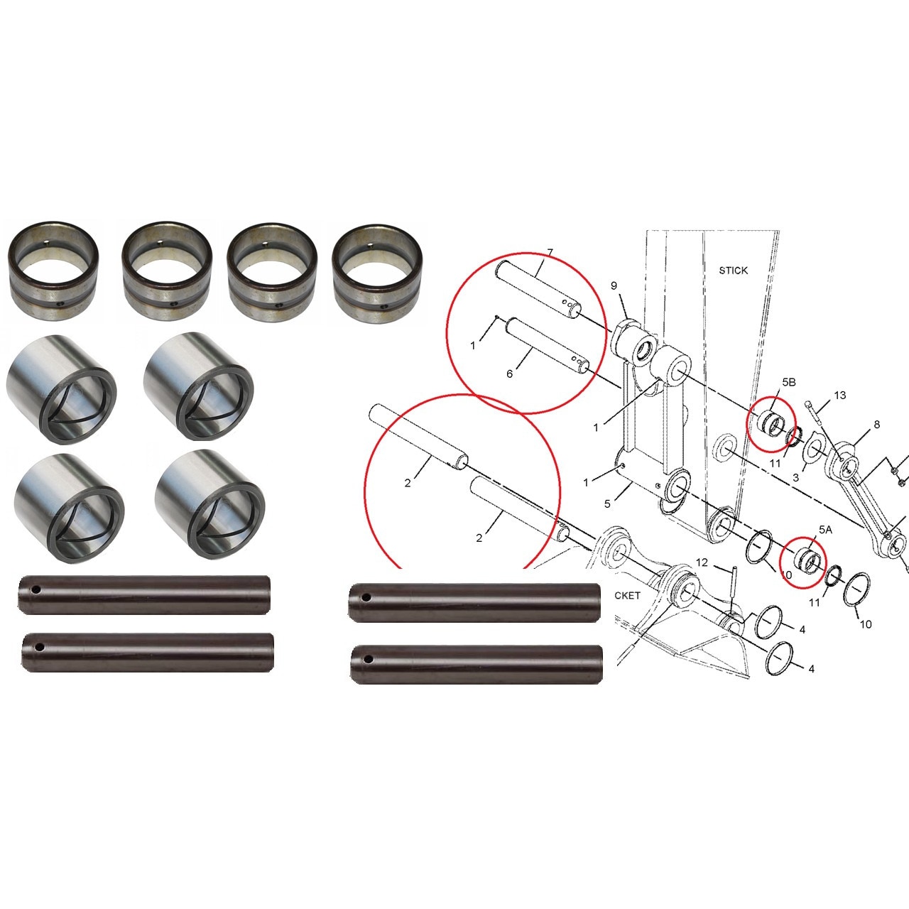 Set bolturi si bucse Excavator CAT 315 cupa si H-link - eMAG.ro