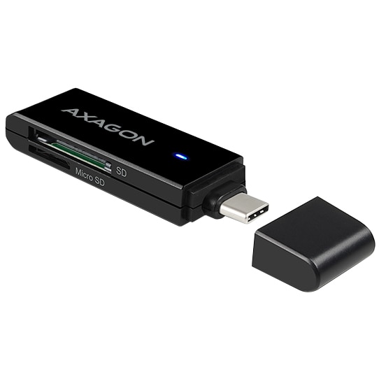 Card reader Axagon CRE-S2C, USB-C 3.1, 2 in 1, SD, microSD, Negru - eMAG.ro