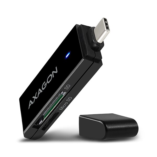 Card reader Axagon CRE-S2C, USB-C 3.1, 2 in 1, SD, microSD, Negru - eMAG.ro