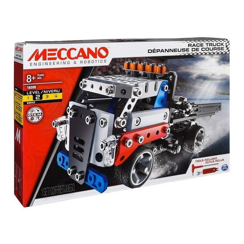 Комплект метален конструктор Meccano, Състезателен камион, 285 части ...