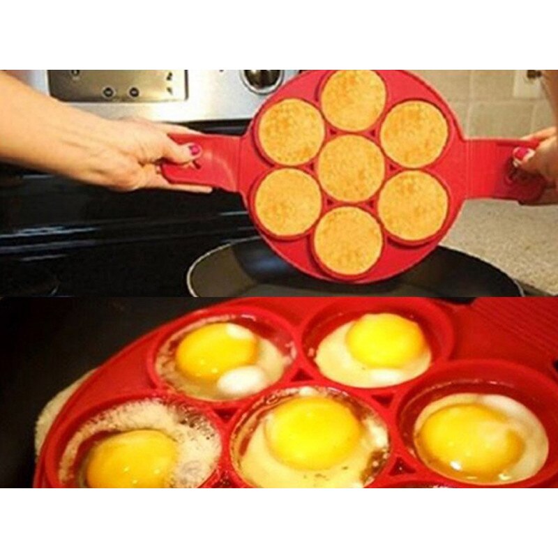 Forma pentru gatit clatite si oua, silicon alimentar, 7 in 1 - eMAG.ro