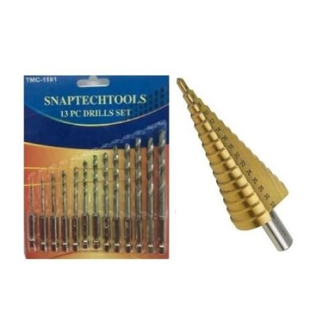 Pachet Freza in trepte, burghiu, 4mm-32mm + Set burghie metal ...