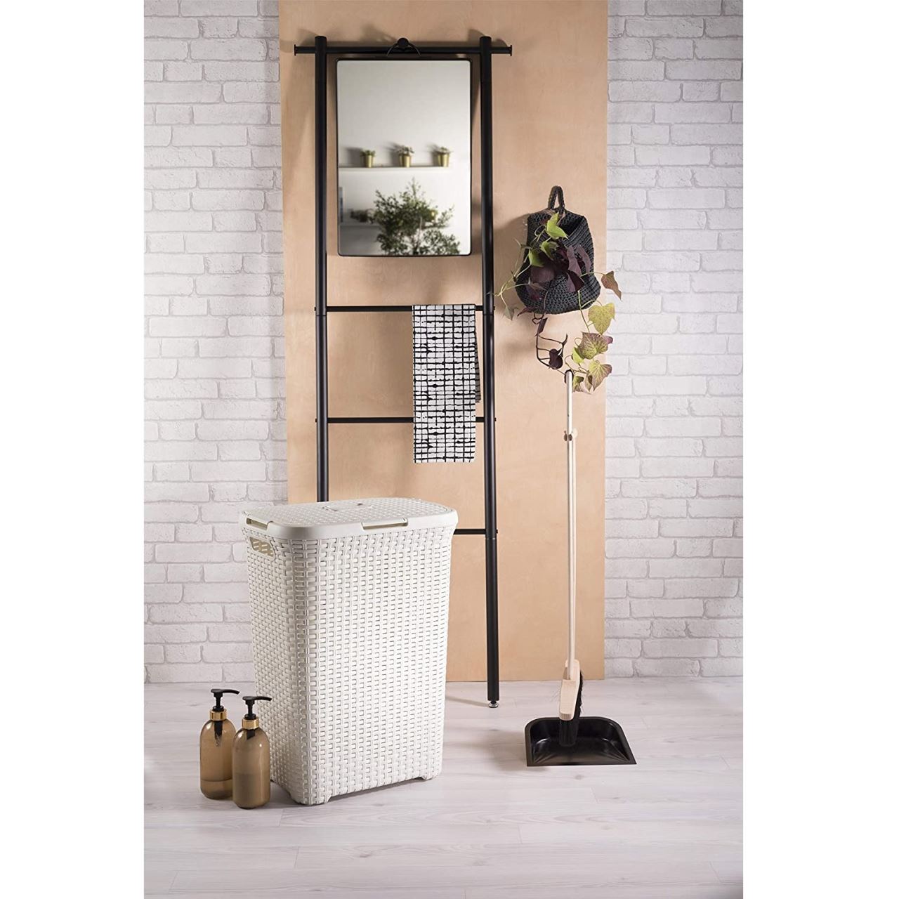 Cos rufe, imitatie ratan, Curver Natural Style 60L, Bej, 44x61x34 cm ...