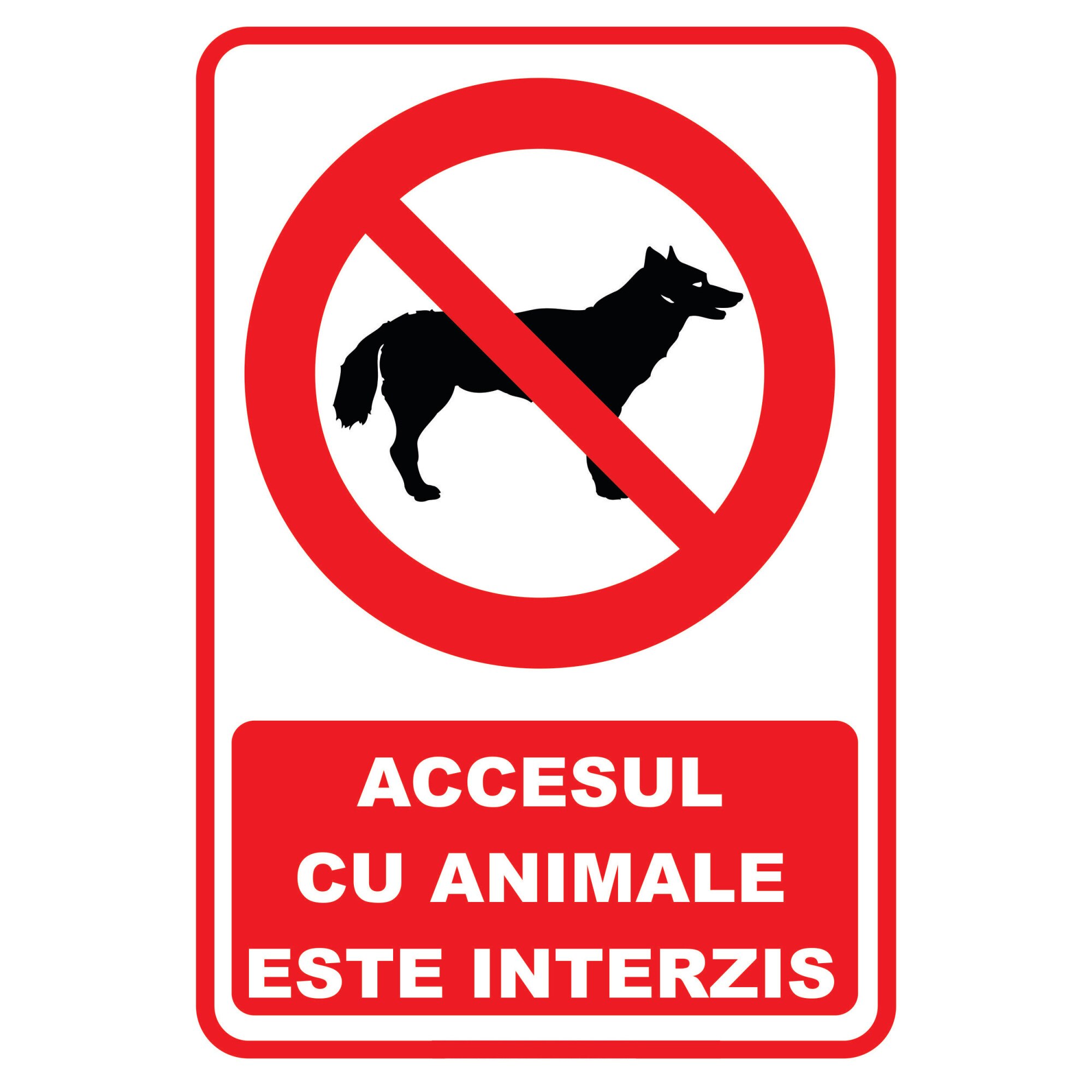 Indicator "Accesul cu animale interzis", GSC, Autocolant, 14x21 cm ...