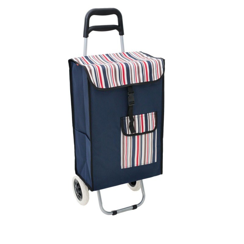 Carucior de piata pliabil grunberg cu 2 roti, albastru si manusi ...