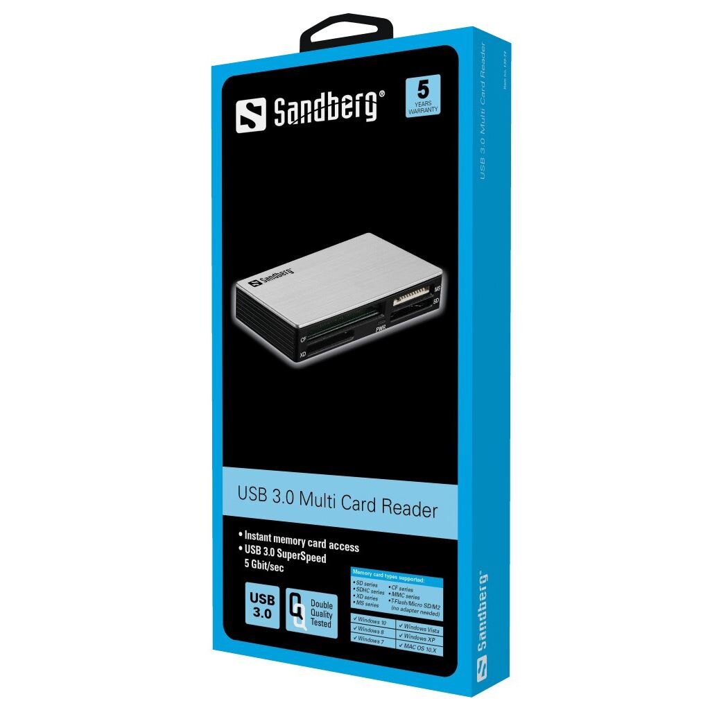 Sandberg USB 3.0 Multi Card Reader четец на карти USB 3.2 Gen 1 (3.1 ...