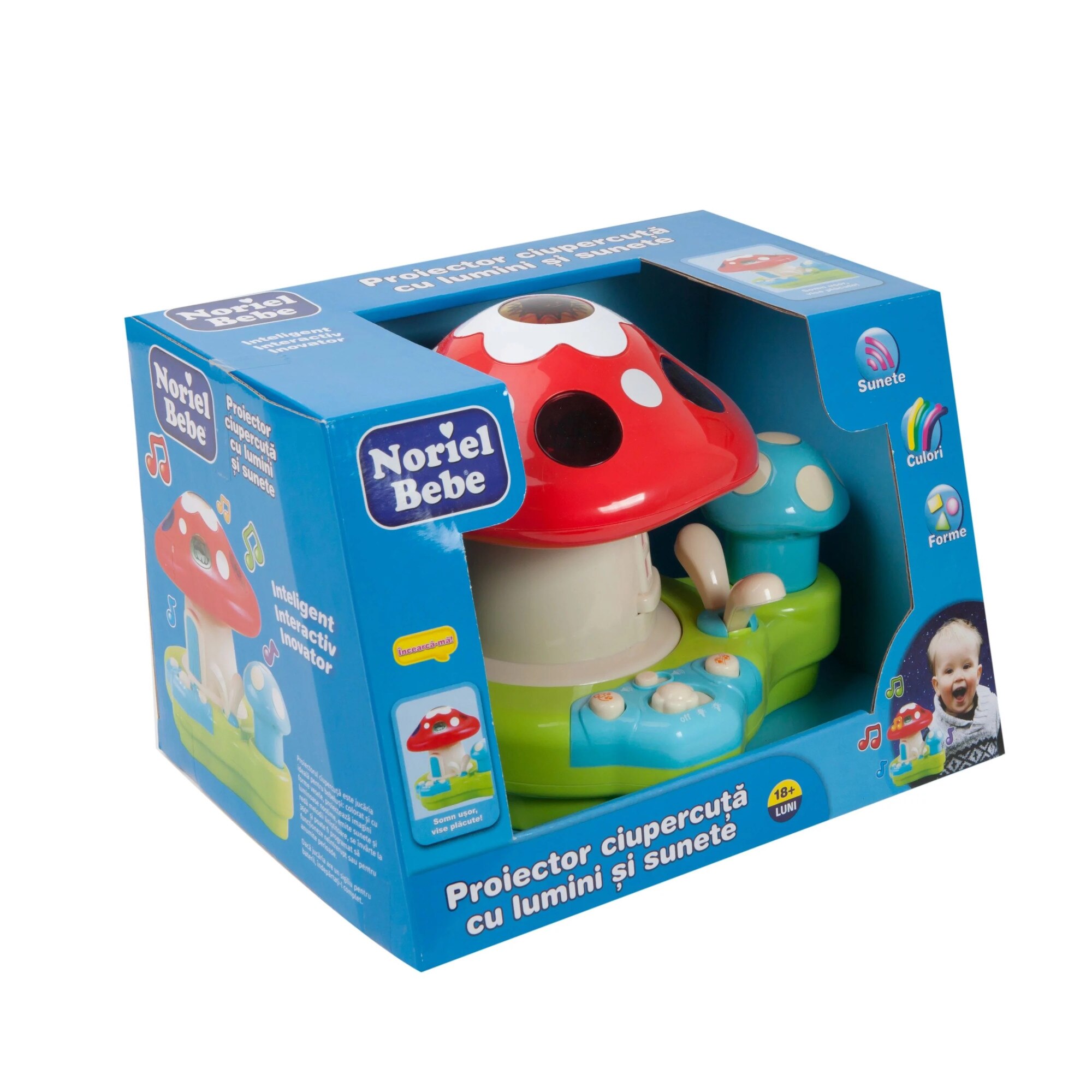 Jucarie bebelusi Noriel Bebe - Proiector ciupercuta cu lumini si sunete ...