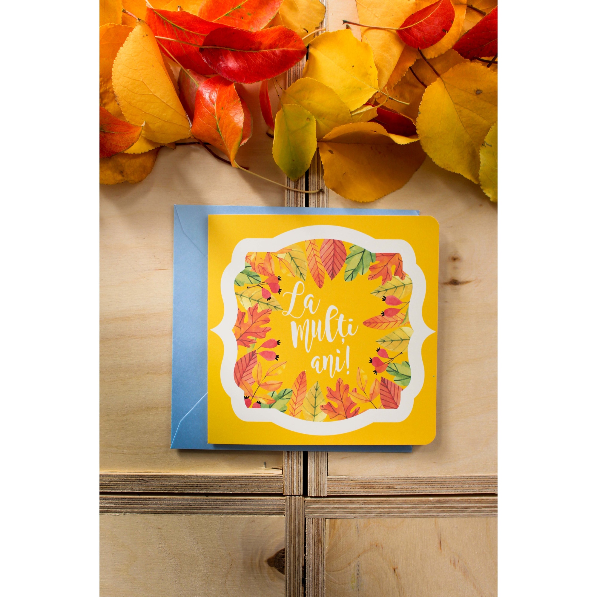 Felicitare de tomana Genette, Rama eleganta cu frunze de toamna - eMAG.ro