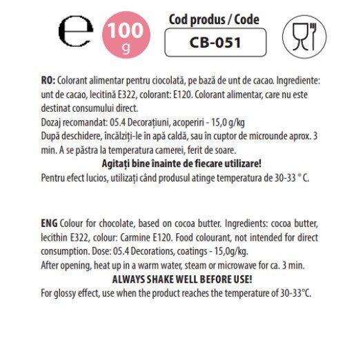 Colorant alimentar roz pentru ciocolata, 100 g - Lumea choco Colors ...