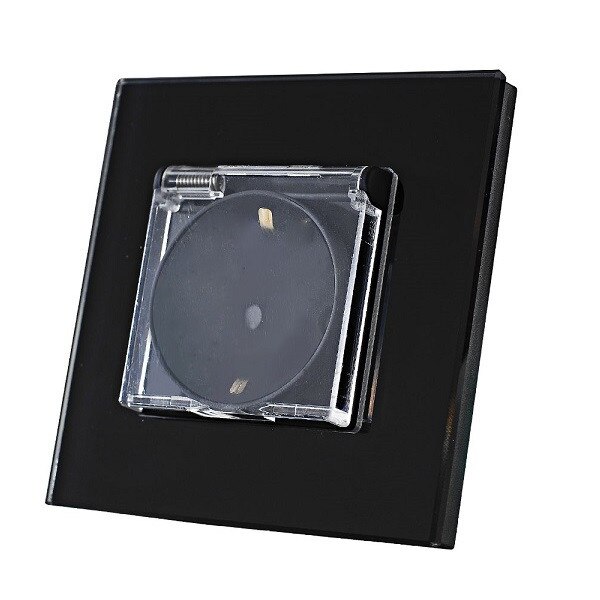 Priza simpla schuko cu capac neagra cu rama de sticla - eMAG.ro