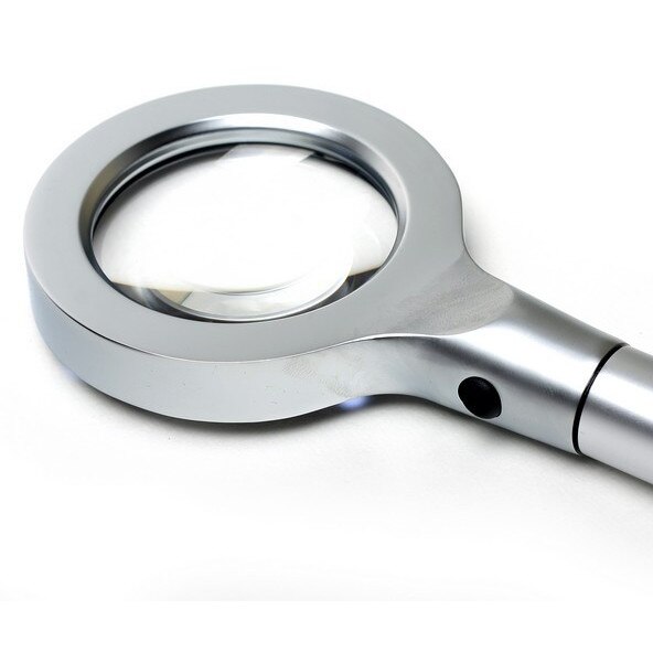 Lupa Simpla Metalica, cu 8 Leduri, Husa de Protectie Inclusa, Argintiu ...