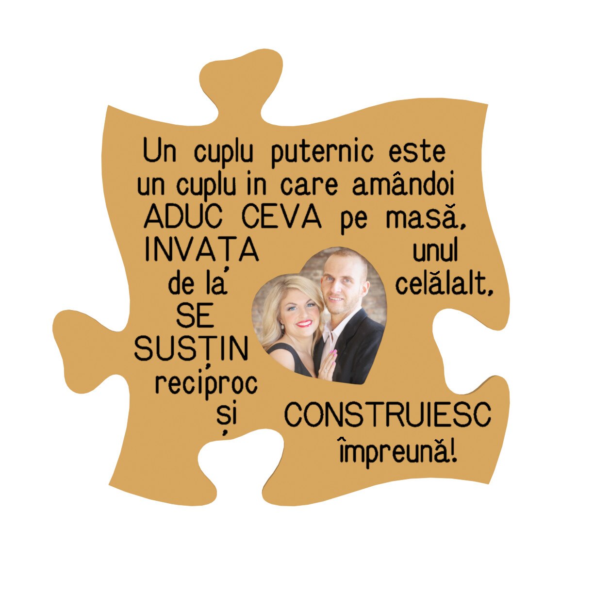 Rama foto tip puzzle, inima mica, personalizata, Un cuplu puternic ...