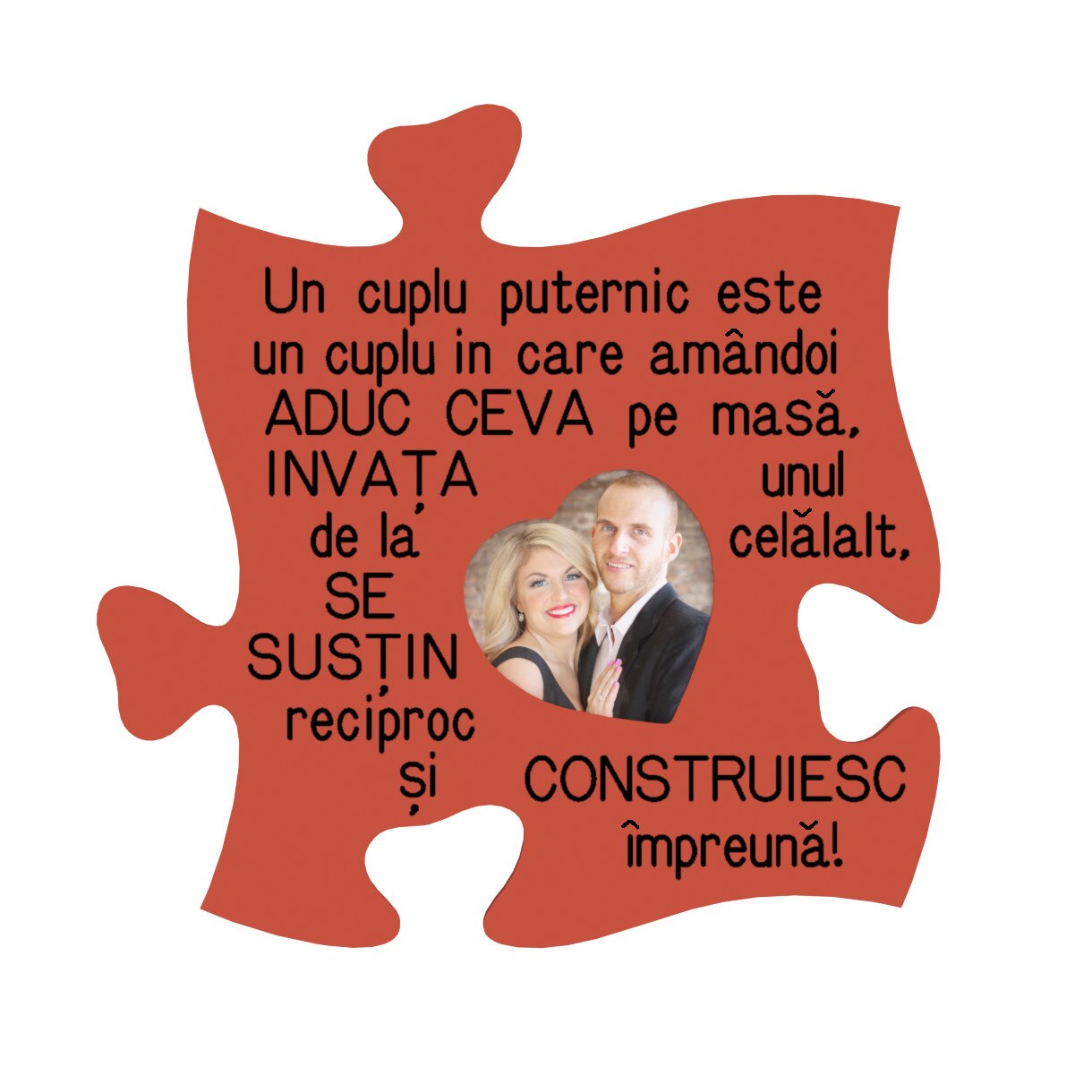 Rama foto tip puzzle, personalizata, inima mica, Un cuplu puternic ...