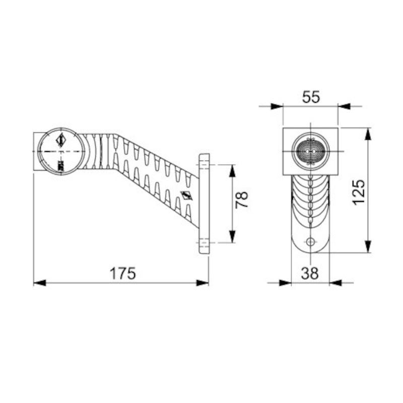 Lampa gabarit cu brat oblic 45°, 175mm, LED, stanga, LD2175 Horpol ...