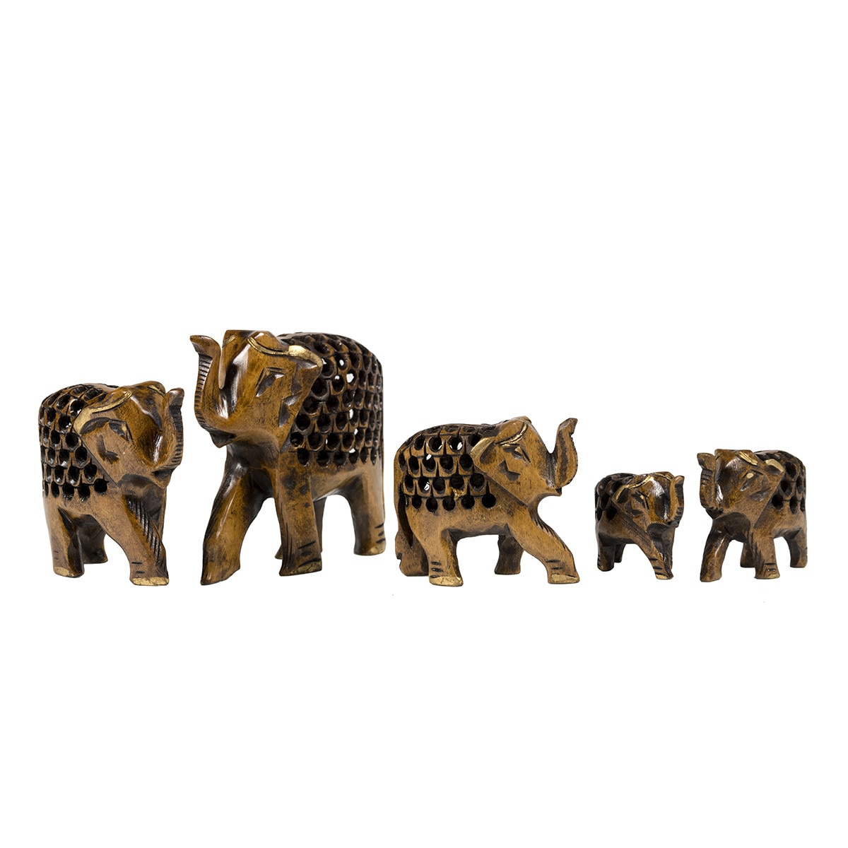 Set elefanti 5/set lemn perforat negru - eMAG.ro