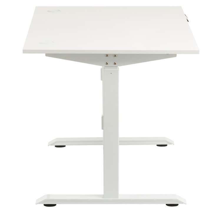 Birou cu inaltime reglabila QMOBILI MOTION Alb, cadru alb, inaltime ...