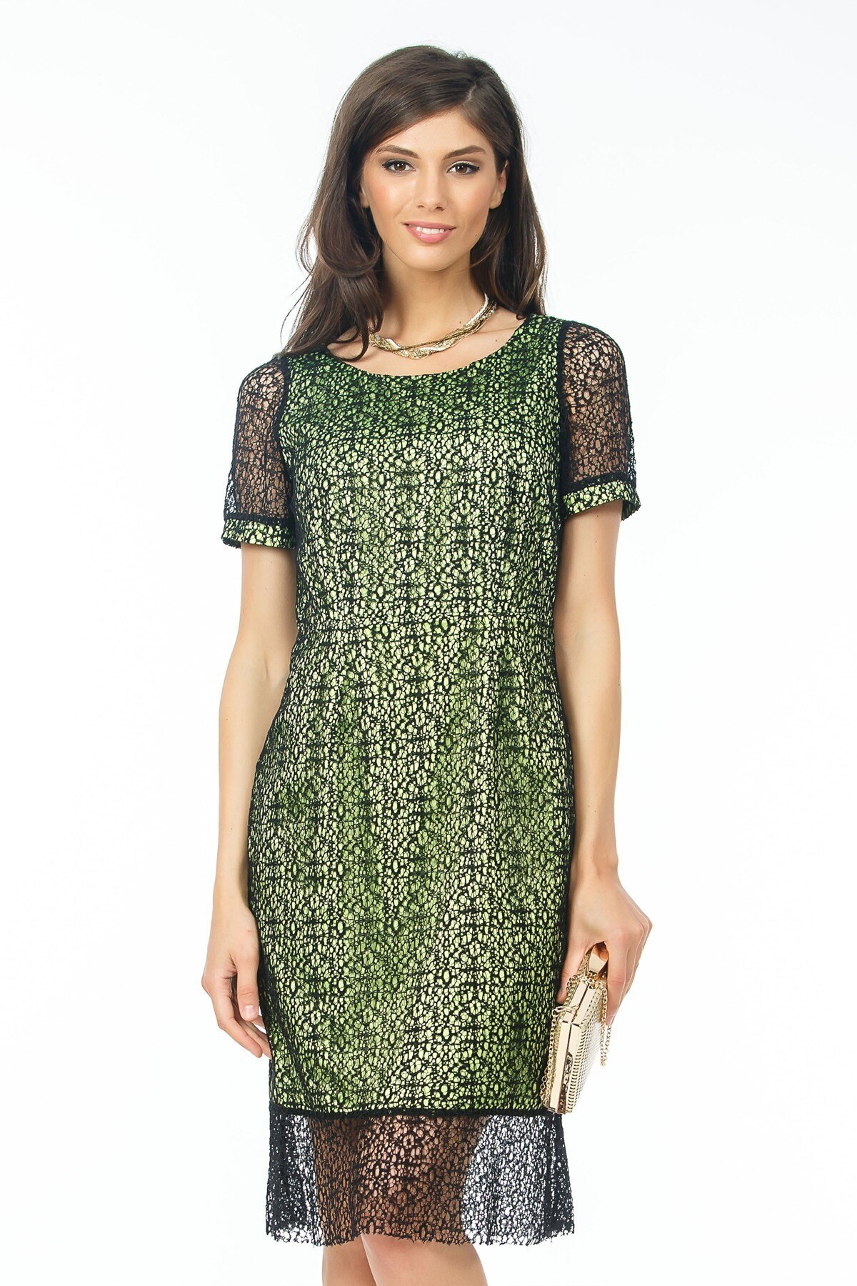 Rochie model SLE189, Negru/Verde Sense, 38 - eMAG.ro