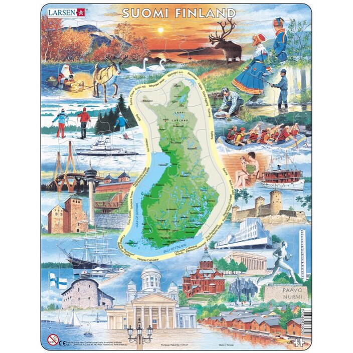 Puzzle Larsen - Physical Map of Finland, 75 piese (48660) - eMAG.ro