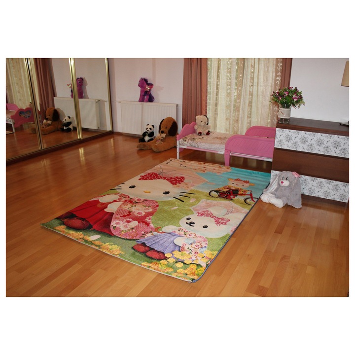 Covor pentru copii Hello Kitty cu umbrela, Multicolor, Disney, 150x225 ...