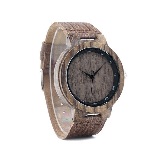Ceas din lemn Brown Leather - eMAG.ro