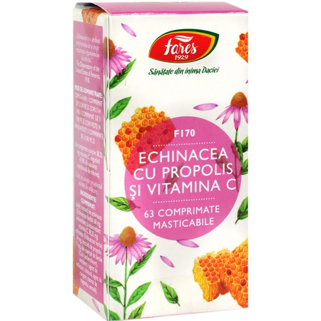 Echinacea cu propolis si vitamina C 63 comprimate masticabile Fares ...