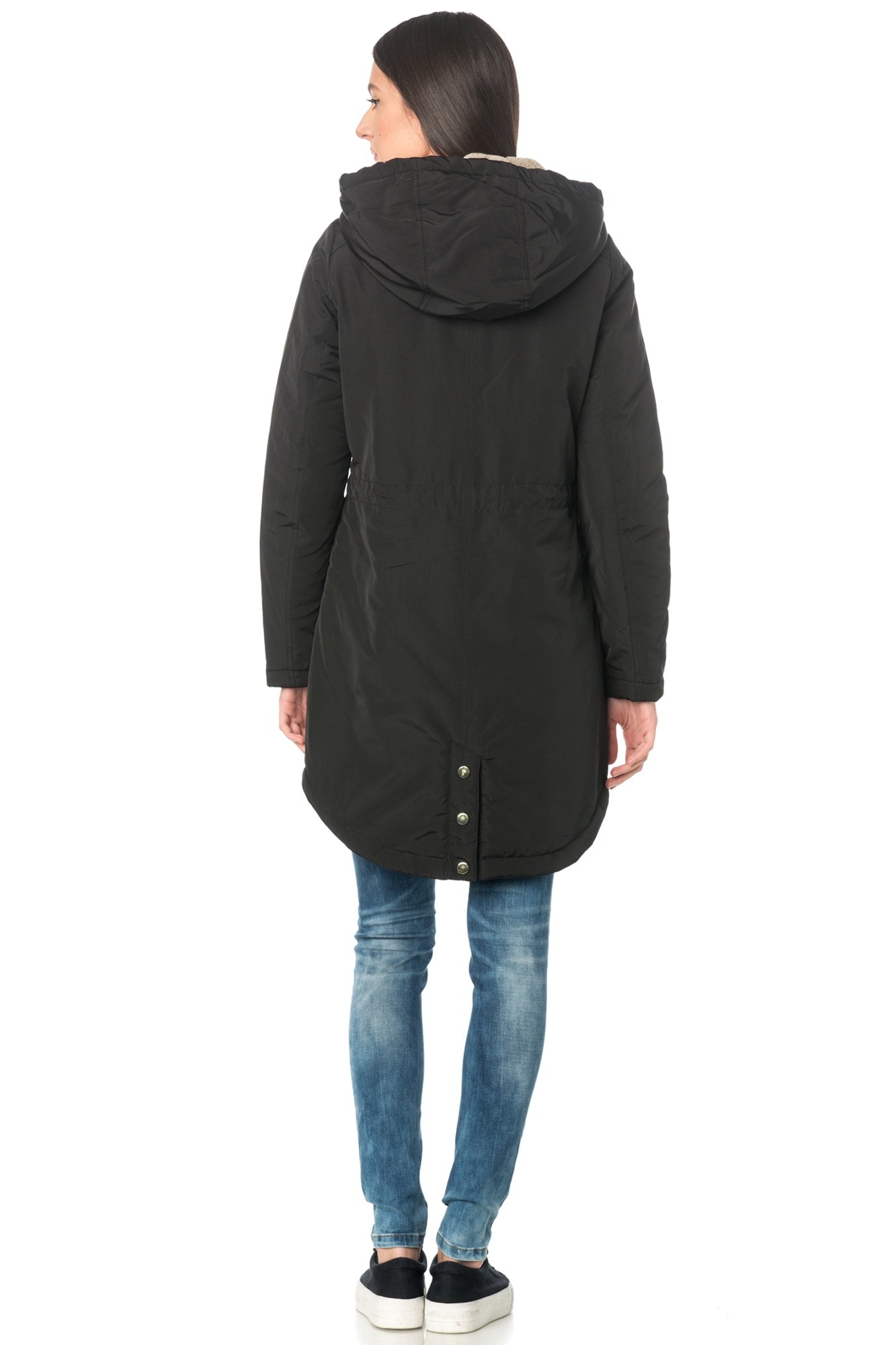 Geaca lunga VERO MODA neagra, din fas, de dama L - eMAG.ro