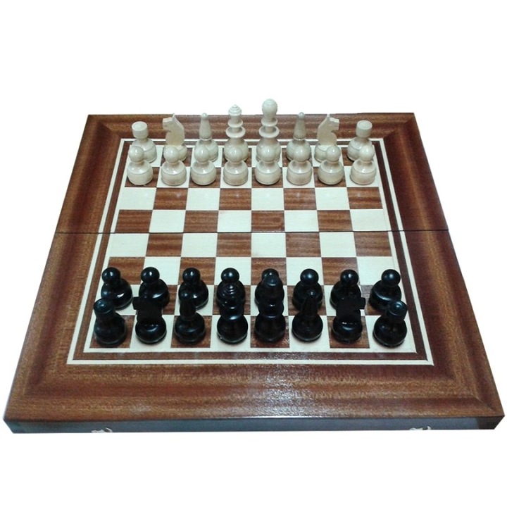 Set sah si table ORESHAK, furnir natural de mahon/frasin, 48/48 cm ...