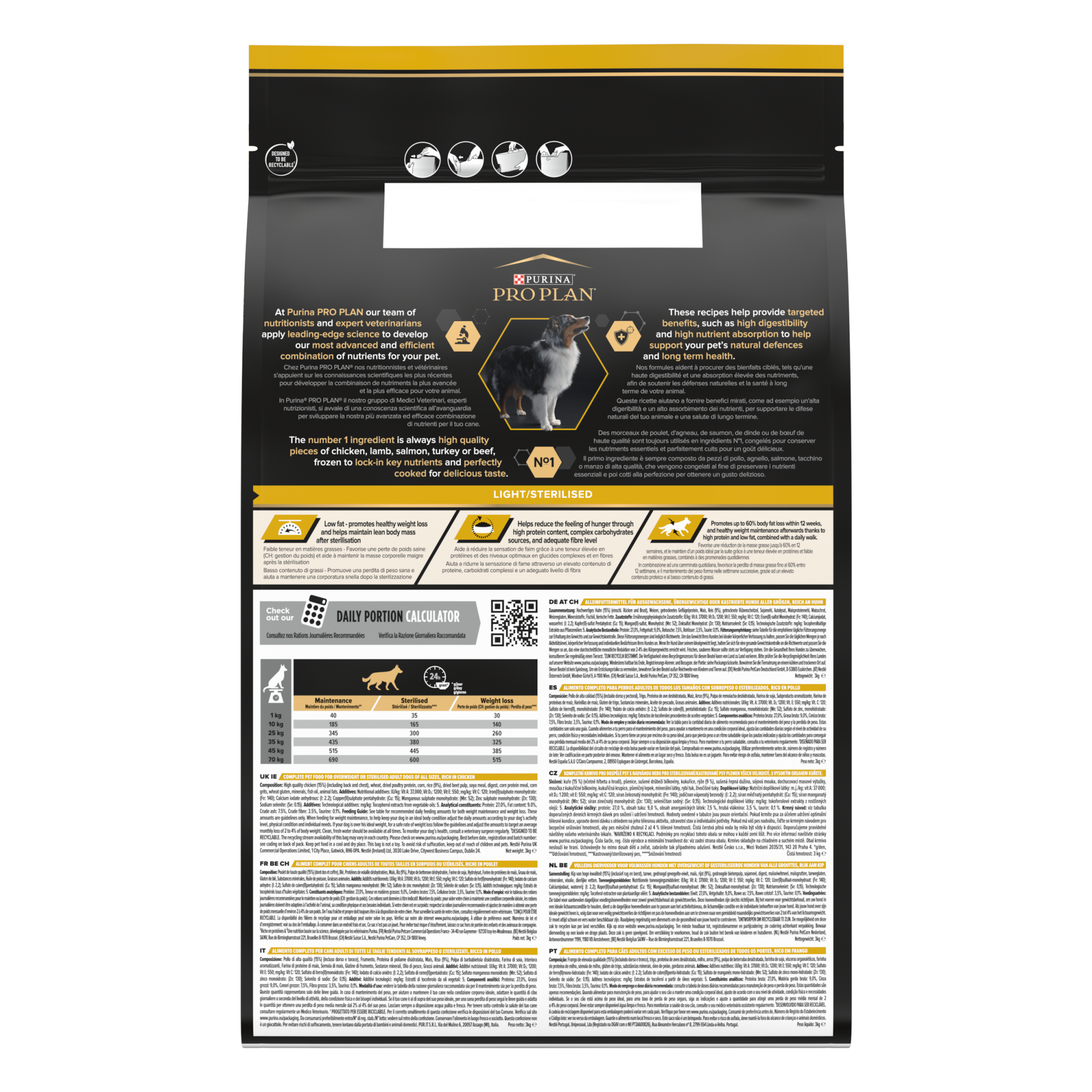 PRO PLAN® LIGHT / STERILISED Adult, bogat in pui, toate taliile, hrana ...