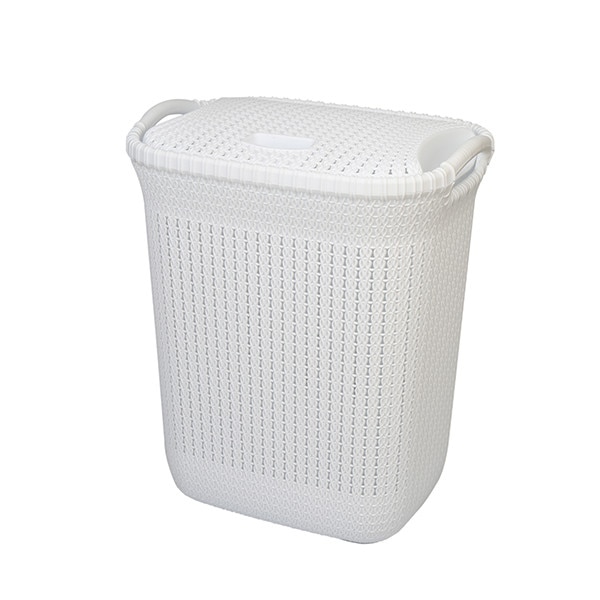 Cos pentru rufe, impletit, alb, 48L - eMAG.ro