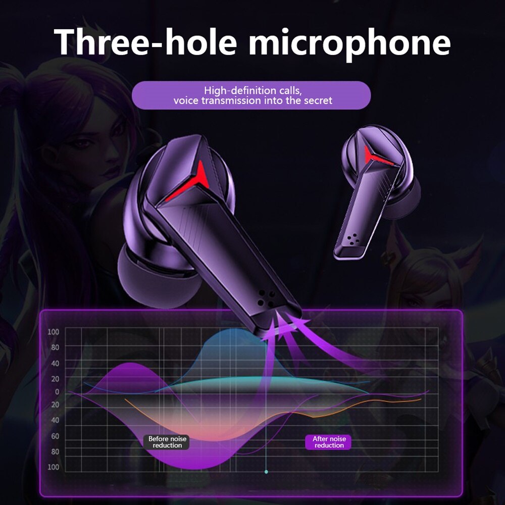 Аудио слушалки 1Tech, Модел T33, Гаминг, Безжични, Bluetooth 5.2 ...