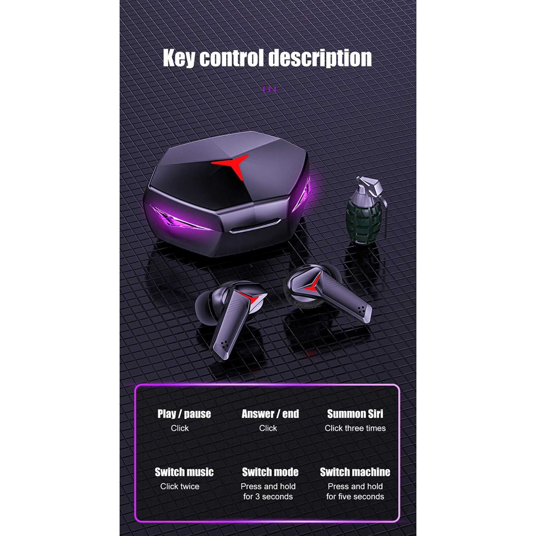 Аудио слушалки 1Tech, Модел T33, Гаминг, Безжични, Bluetooth 5.2 ...