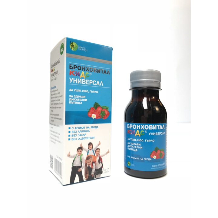Детски сироп за уши, нос, гърло, МИРТА-МЕДИКУС, Бронховитал Кидс ...
